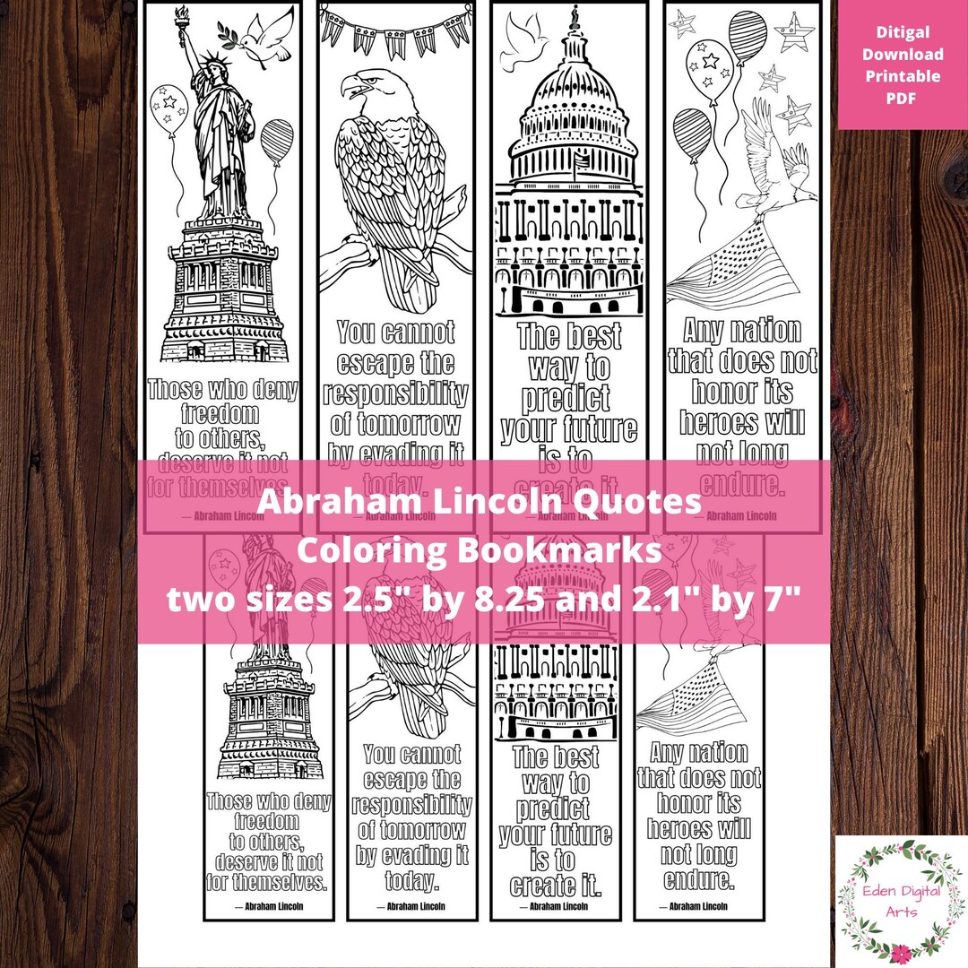 Abraham Lincoln Quotes Coloring Bookmarks American Patriotic - Etsy