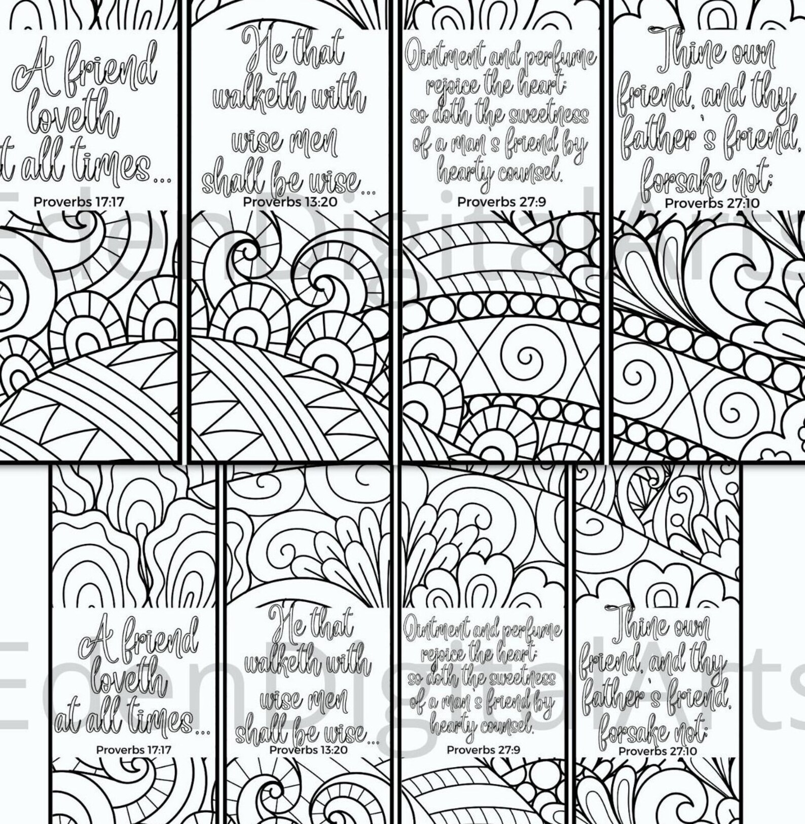 Friendship Proverbs Bible Coloring Bookmarks KJV Scripture Christian ...