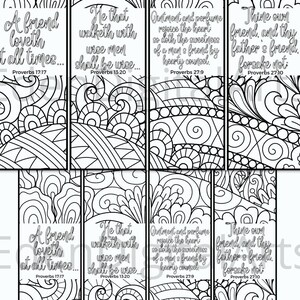 Friendship Proverbs Bible Coloring Bookmarks KJV Scripture Christian ...