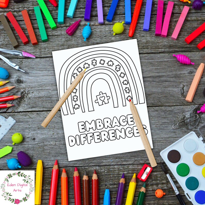 Autism Acceptance Support Love 20 Coloring Pages, Autistic Kids Parents ...