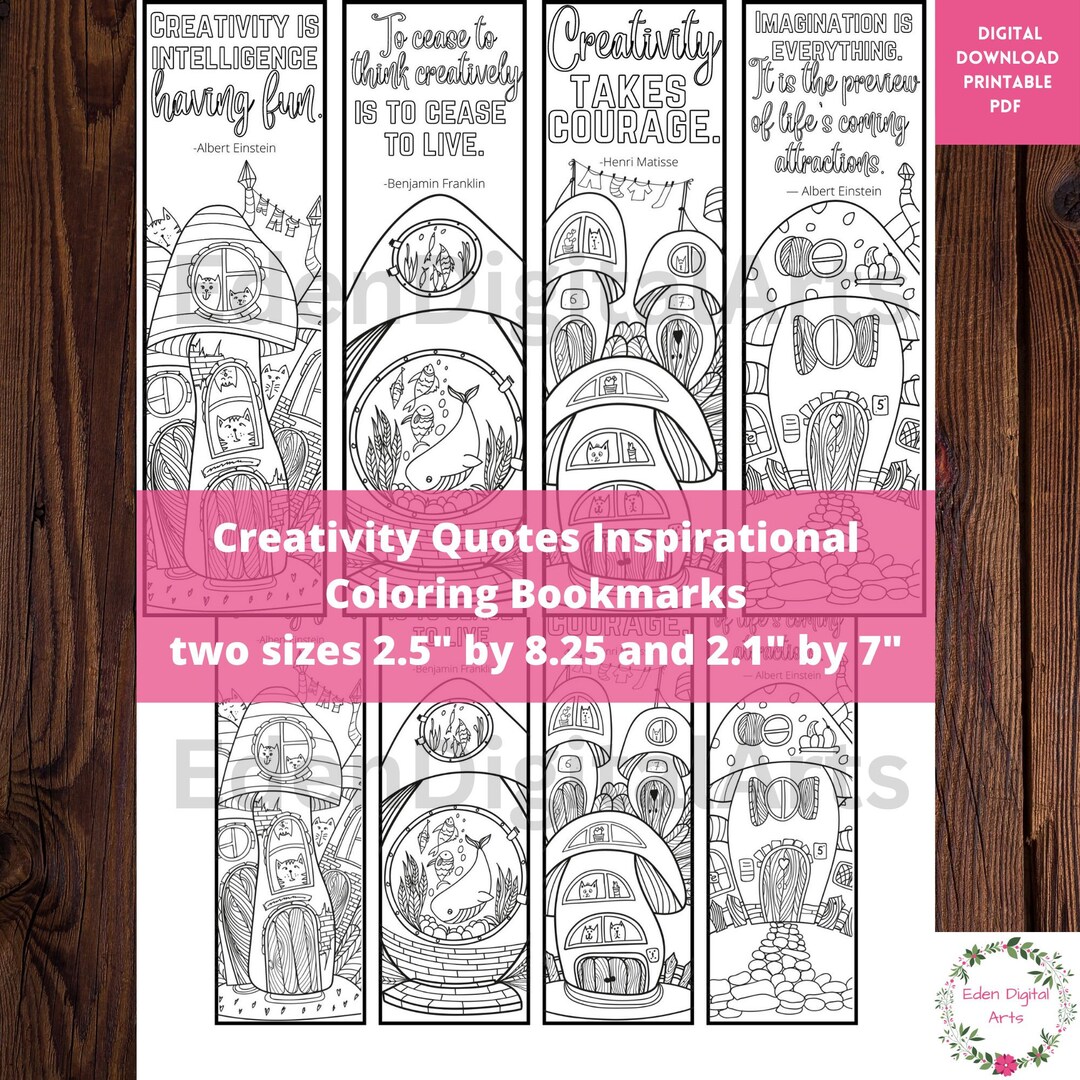 Creativity Quotes Bookmarks to Color Cute Whimsical, Imagination ...