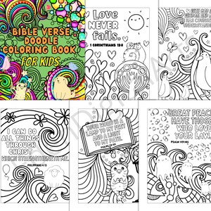 Fun Bible Verse Doodle Coloring Pages for Kids, Christian Scripture and ...