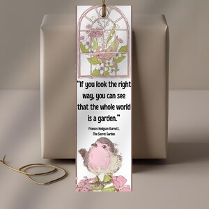 The Secret Garden Printable Bookmarks Flowers Birds Quote Cards for ...