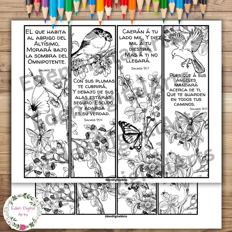 Spanish Language Psalm 91 Bible Verses Coloring Bookmarks En Espanol ...