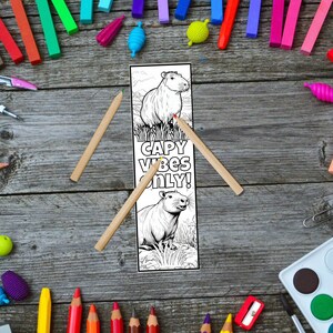 Cute Capybara Pun Bookmarks to Color, Kids Party Favors Classroom ...
