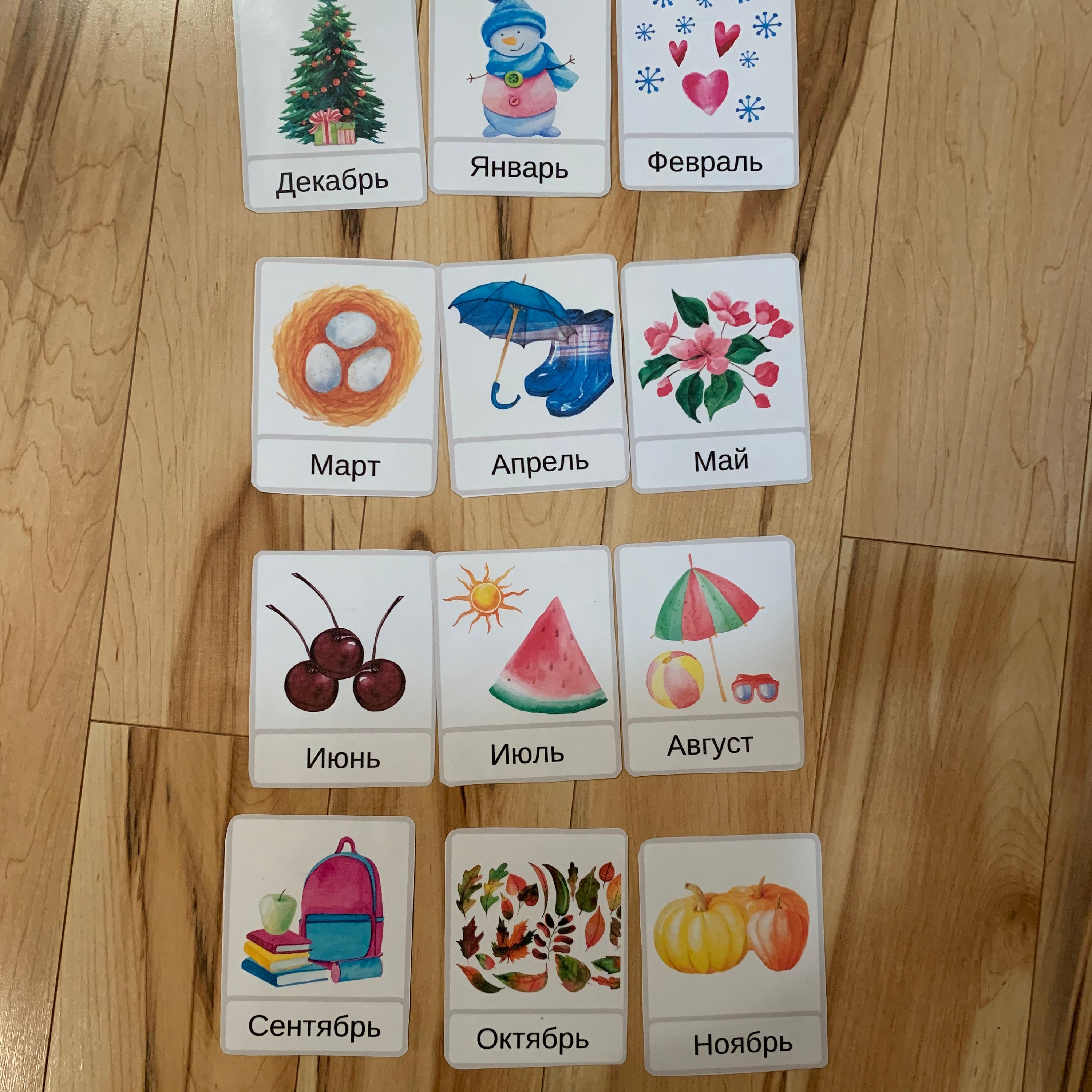 Russian Language Months of the Year Seasons Flash Cards and - Etsy UK