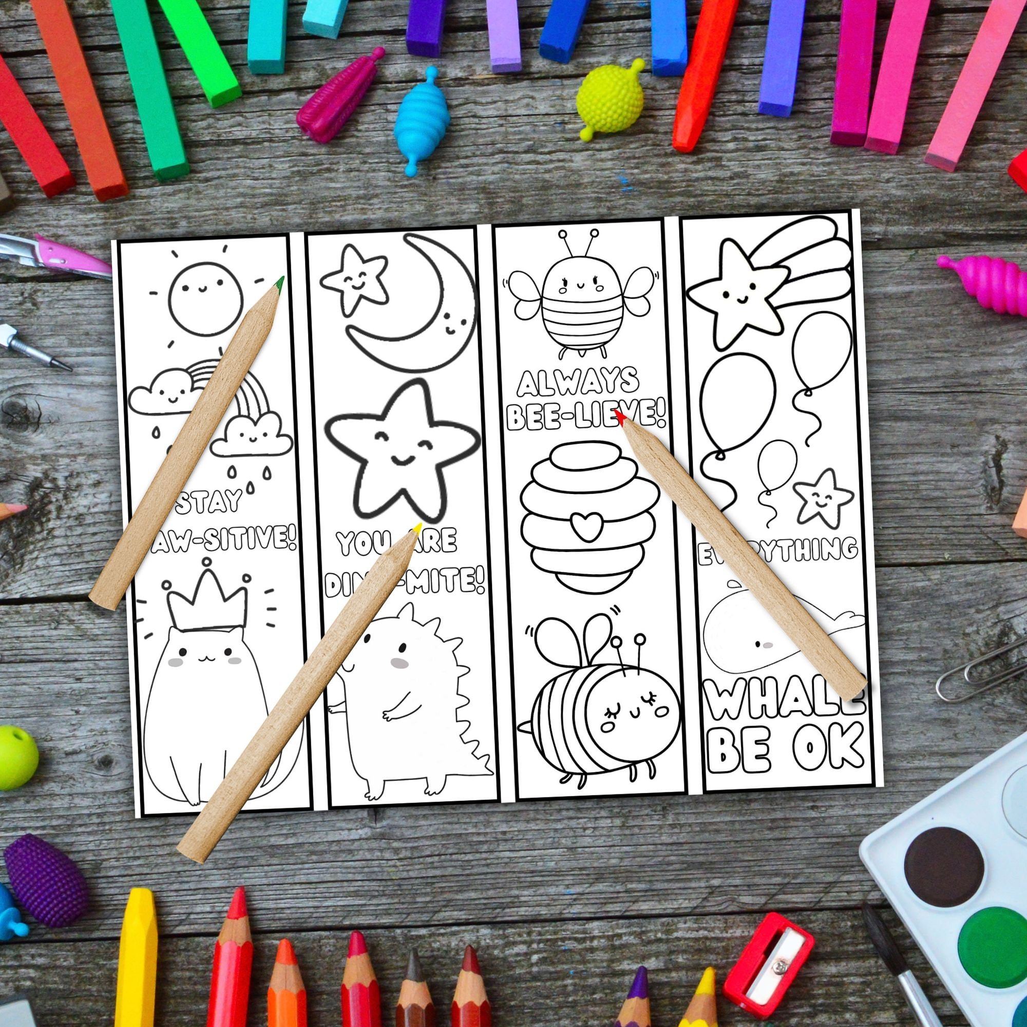 Coloring Bookmarks for Kids Encouraging Animal Puns Cute Random Acts of ...