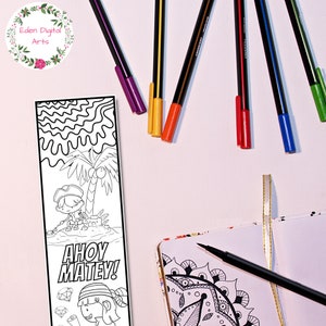 Pirates Doodle Coloring Bookmarks, Treasure Adventure Craft, Party ...