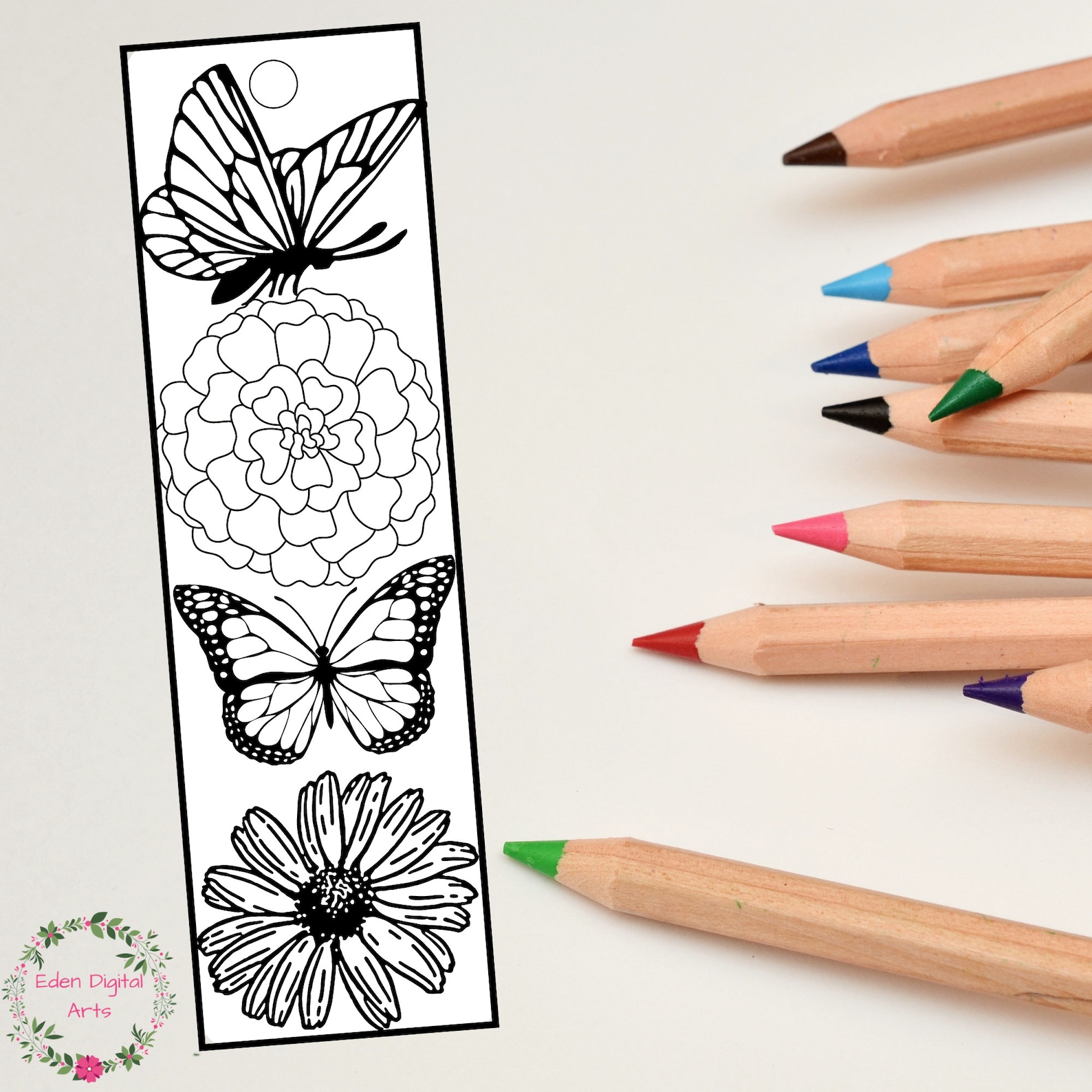 Floral Botanical Color Your Bookmarks Printable Flowers - Etsy