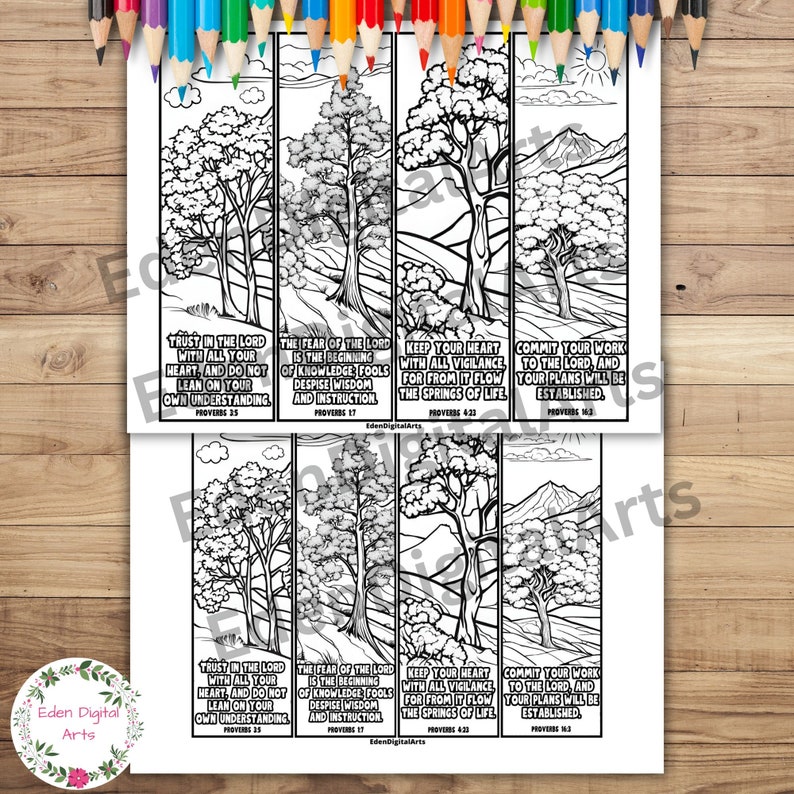 Proverbs Bible Verses Coloring Bookmarks Bible Class Activity Nature ...
