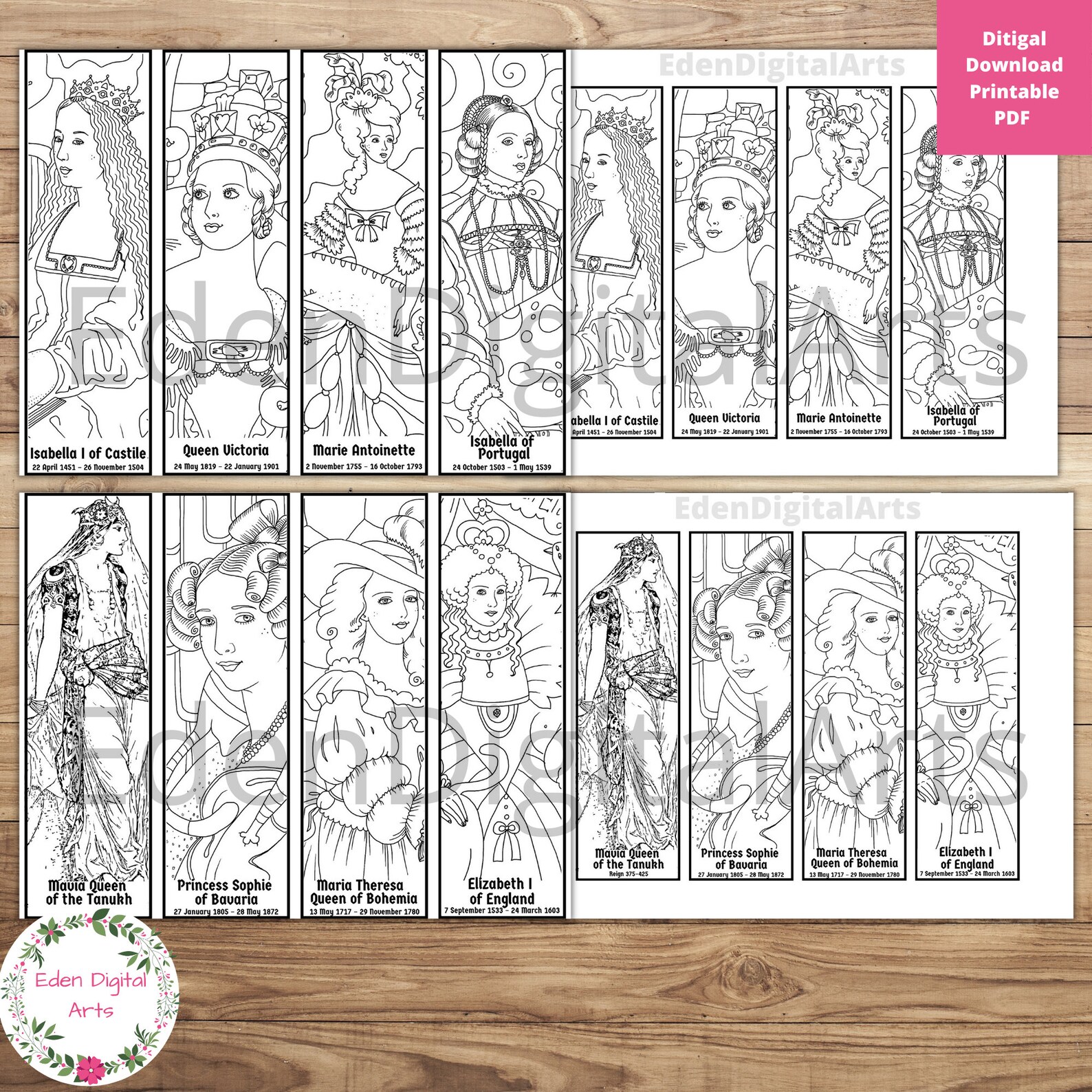 Famous Women Queens Coloring Bookmarks Rulers in History - Etsy