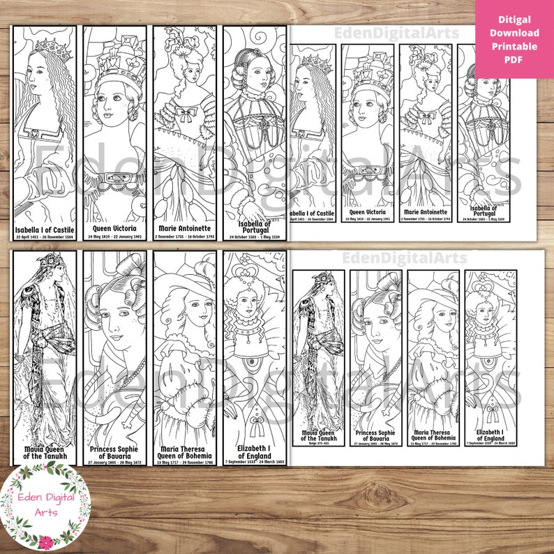 Famous Women Queens Coloring Bookmarks Rulers in History - Etsy