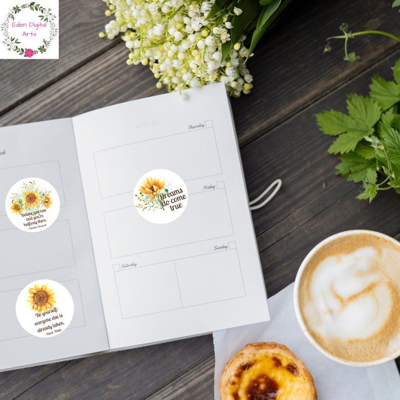 Sunflowers Motivational Quotes Stickers Floral Inspirational - Etsy