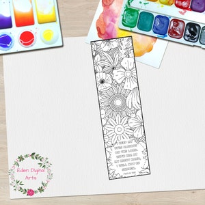 Floral Psalms Bible Verse Coloring Bookmarks, Scripture Christian ...
