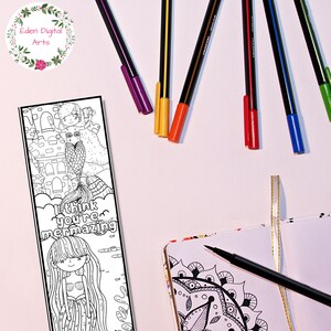 Cute Mermaid Puns Coloring Bookmarks for Kids, Sea Life Ocean ...