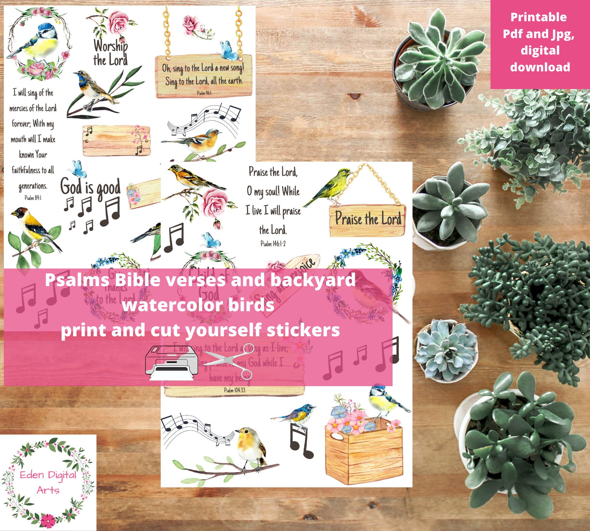 Psalms Bible Verse Birds Stickers Print & Cut Christian Faith | Etsy