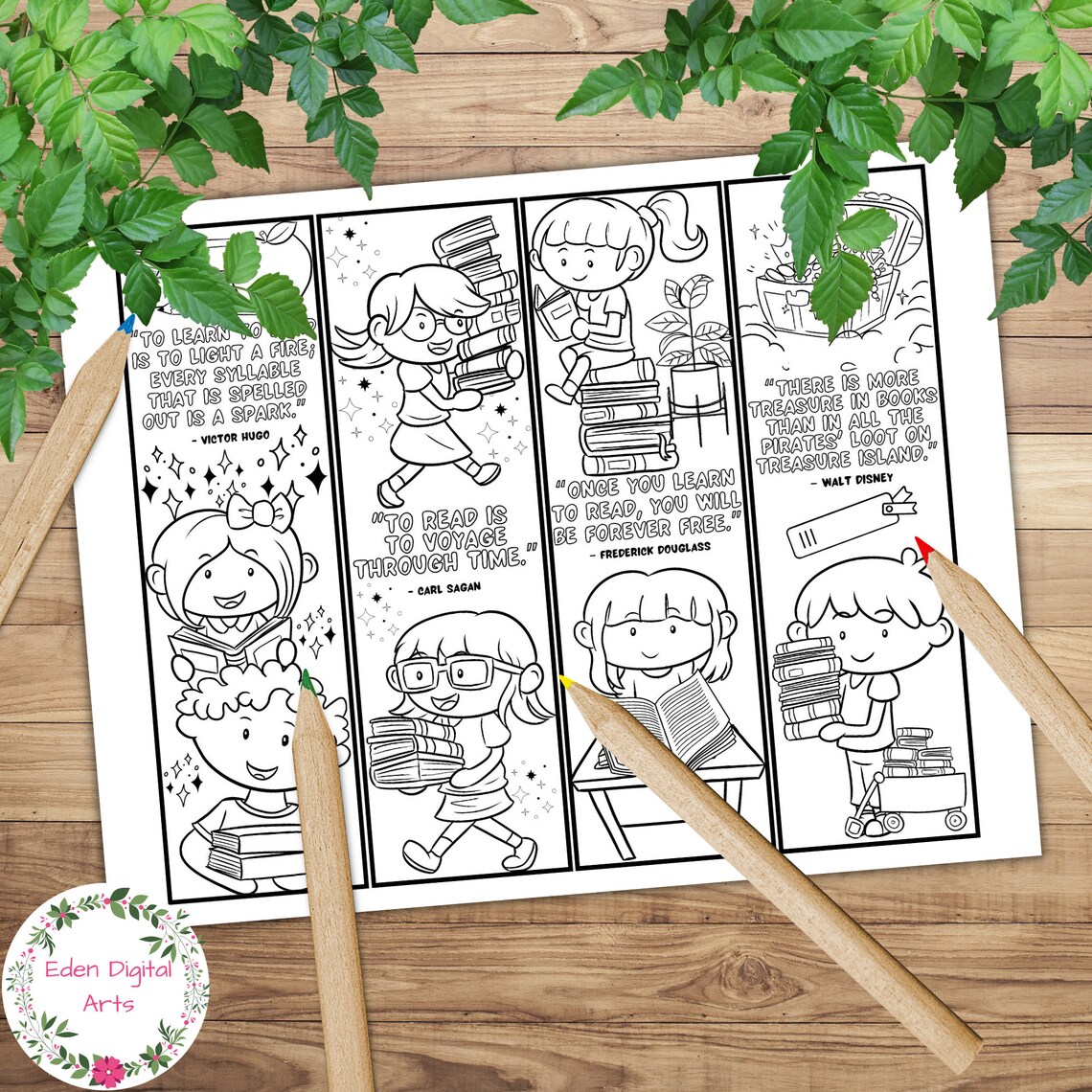 Famous Book Reading Quotes 8 Cute Coloring Bookmarks for Kids - Etsy