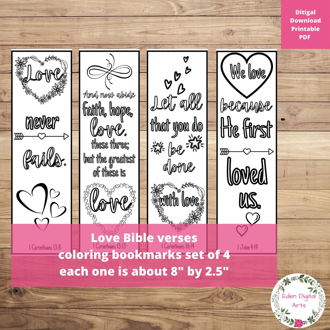 Color Your Bookmarks Love Bible Verses DIY Christian - Etsy