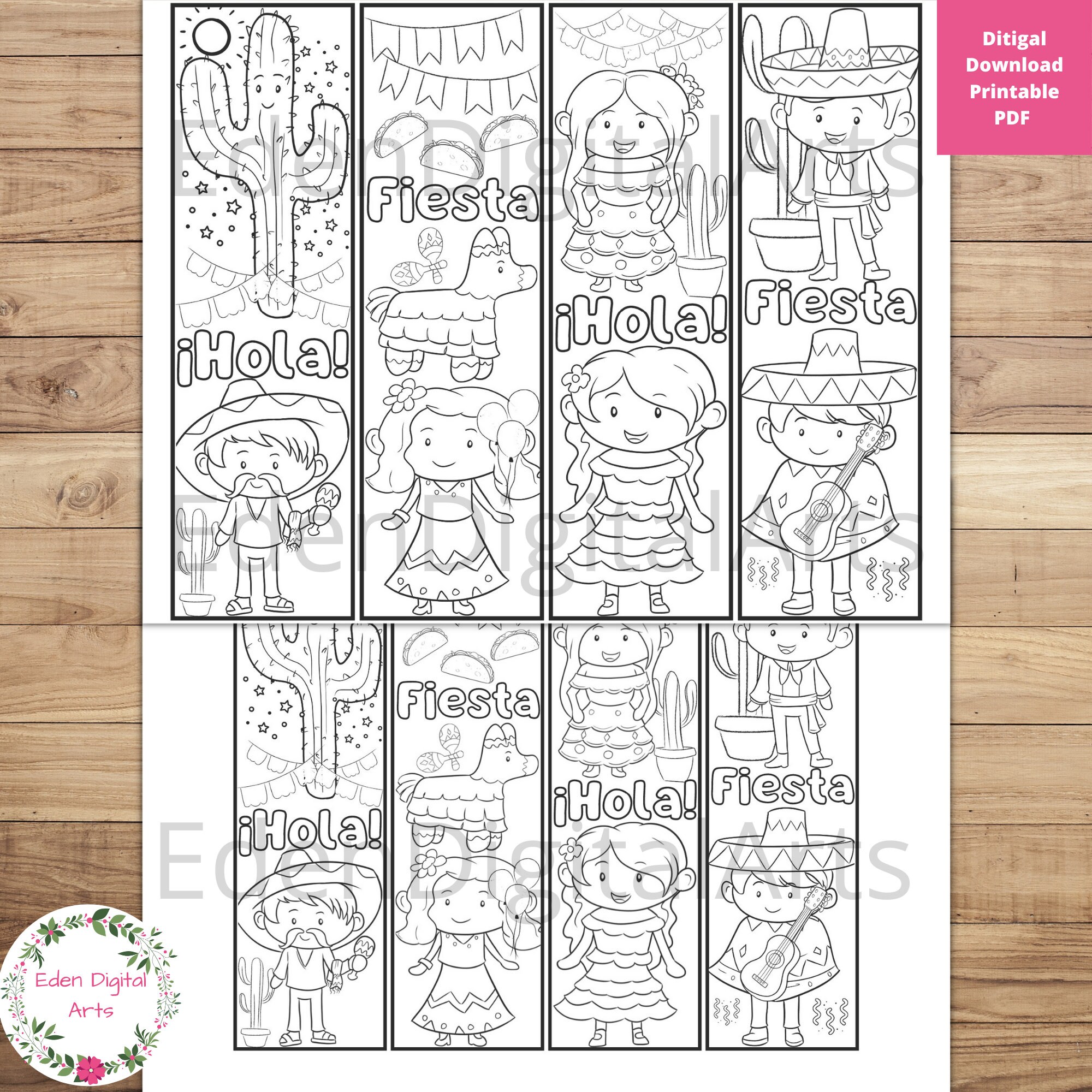 Fiesta Party Coloring Bookmarks Hispanic Heritage Mexico | Etsy