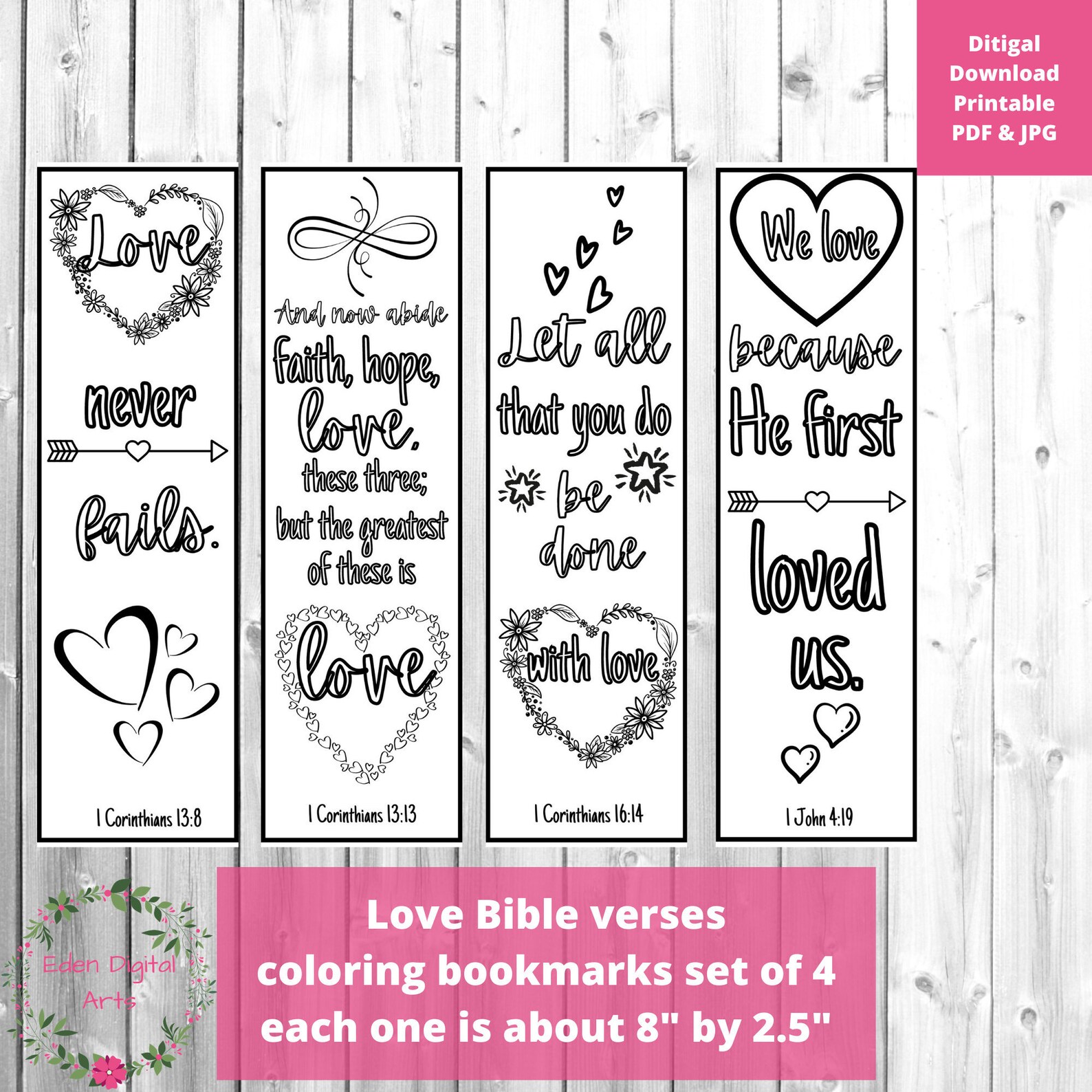 Color Your Bookmarks Love Bible Verses Bible Journal | Etsy