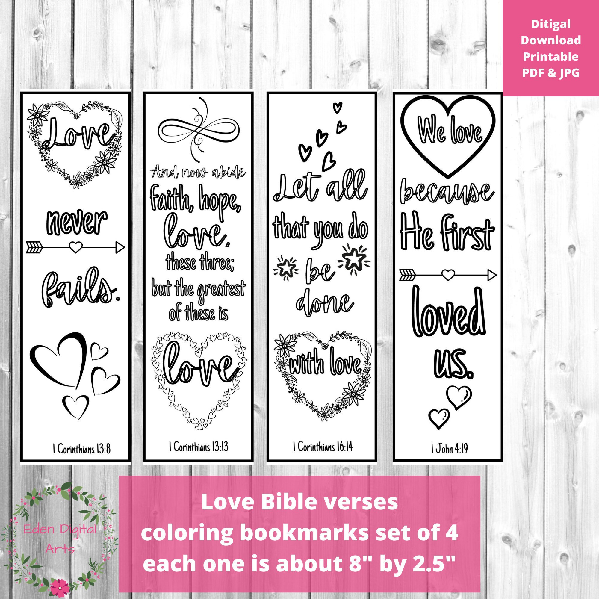 Color Your Bookmarks Love Bible Verses Printable Bible | Etsy
