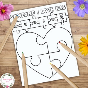 Autism Acceptance Support Love 20 Coloring Pages, Autistic Kids Parents ...