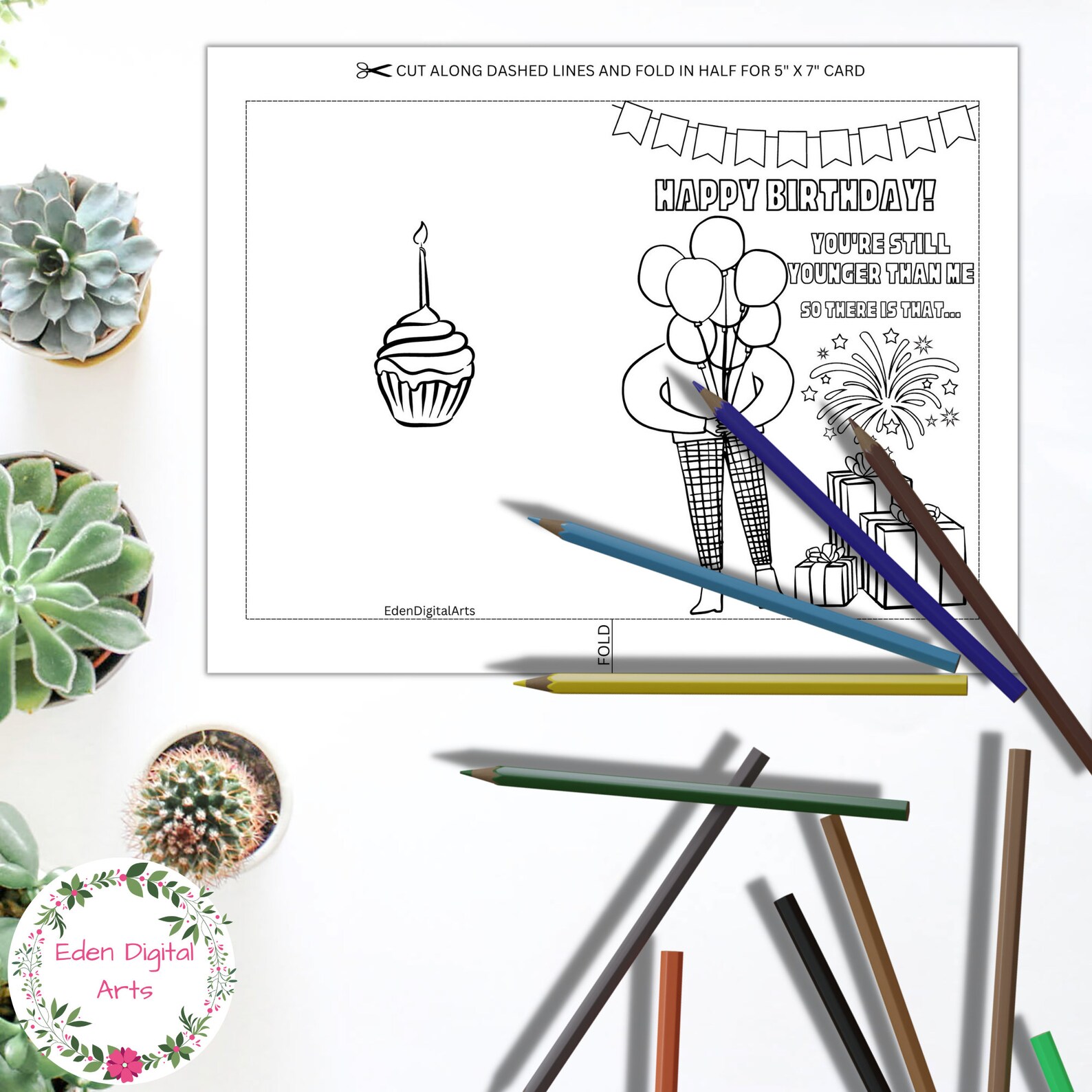 Funny Coloring Happy Birthday Card for Adults You're - Etsy