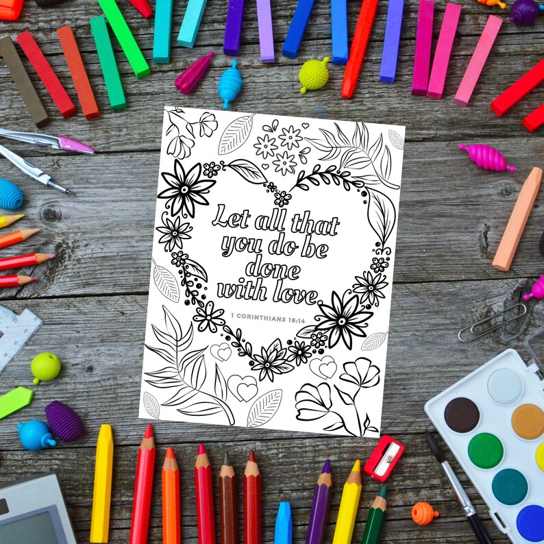 Love Bible Verses Printable Coloring Pages Color and Memorize - Etsy