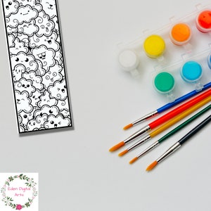 Cute Happy Kawaii Clouds Coloring Bookmarks for Kids or Adults ...