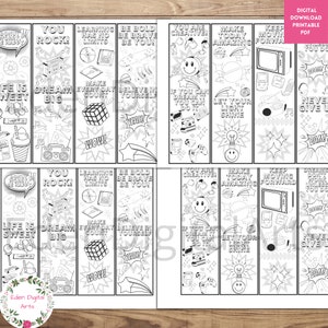 Retro 80s 90s Coloring Bookmarks, Comics Pop Art Colouring Positive ...