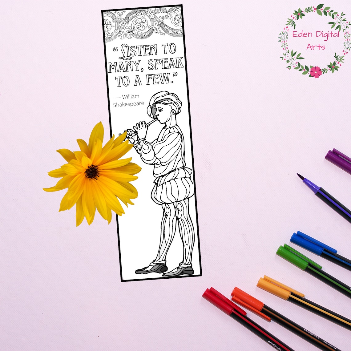 Shakespeare Quotes 8 Coloring Bookmarks Literary DIY Gift | Etsy