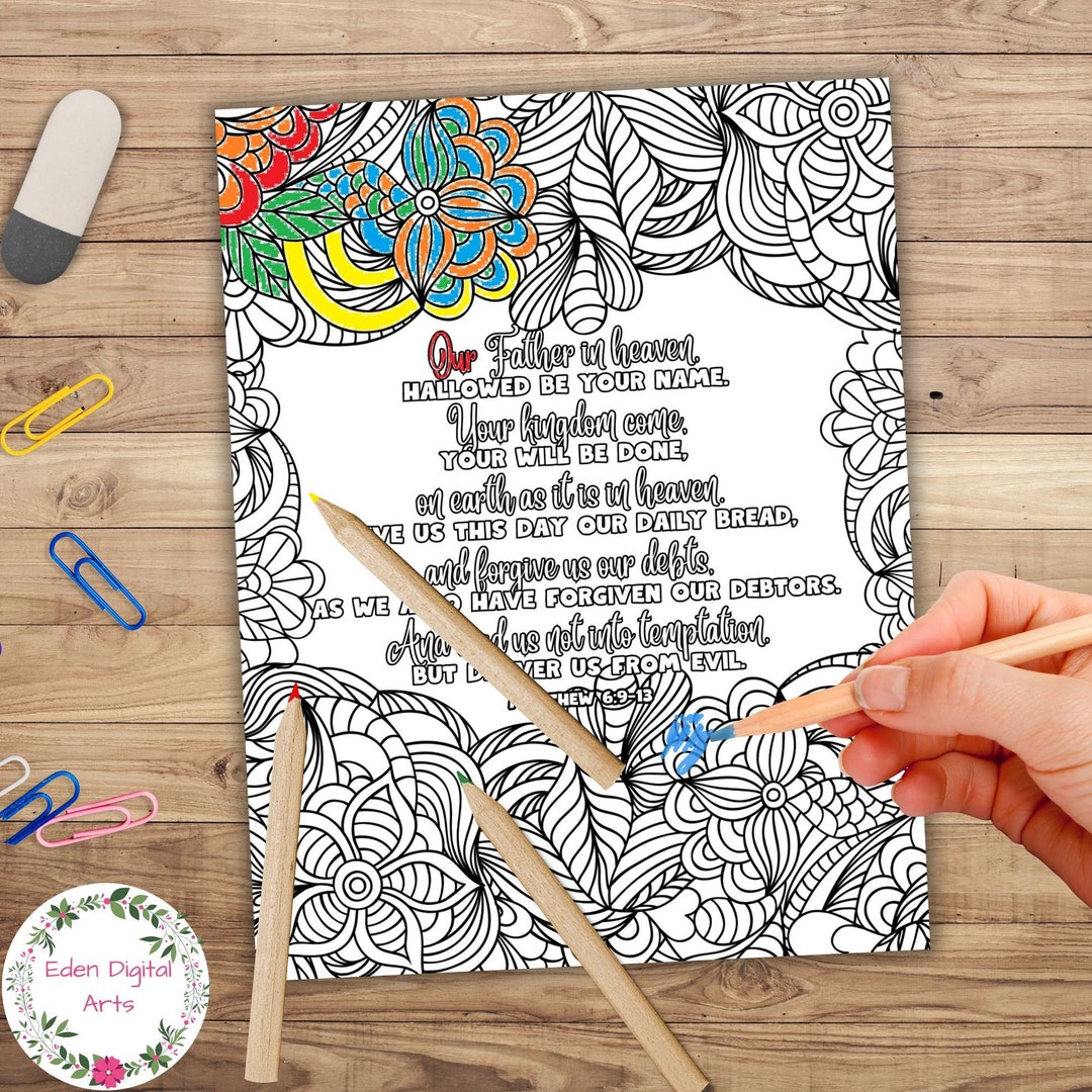 Lord's Prayer Bible Verses Doodle Coloring Pages to Help Memorization ...