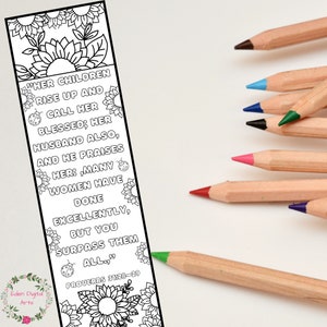Coloring Bookmarks Bible Proverbs 31 for Women, Positive Relaxing ...