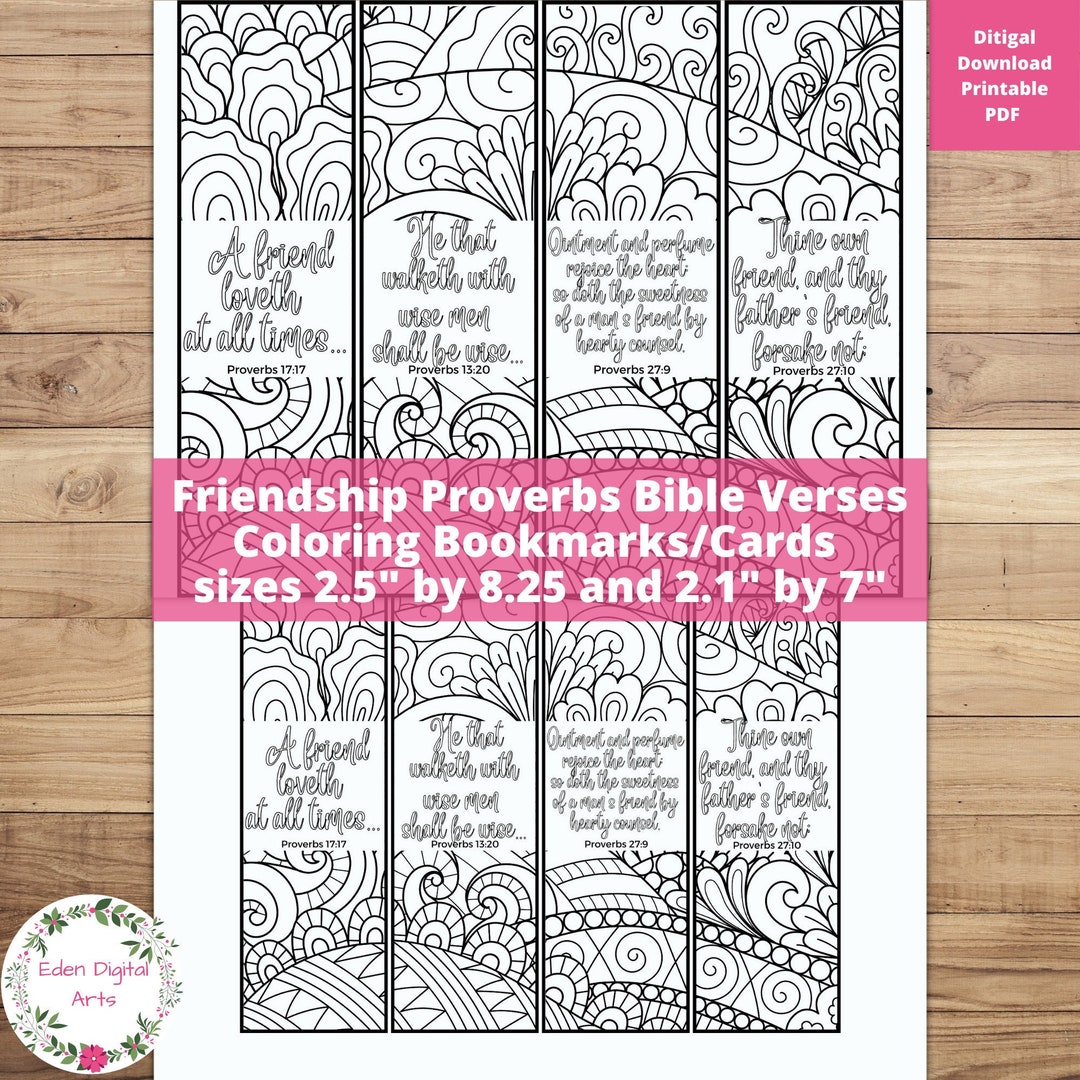 Friendship Proverbs Bible Coloring Bookmarks KJV Scripture - Etsy