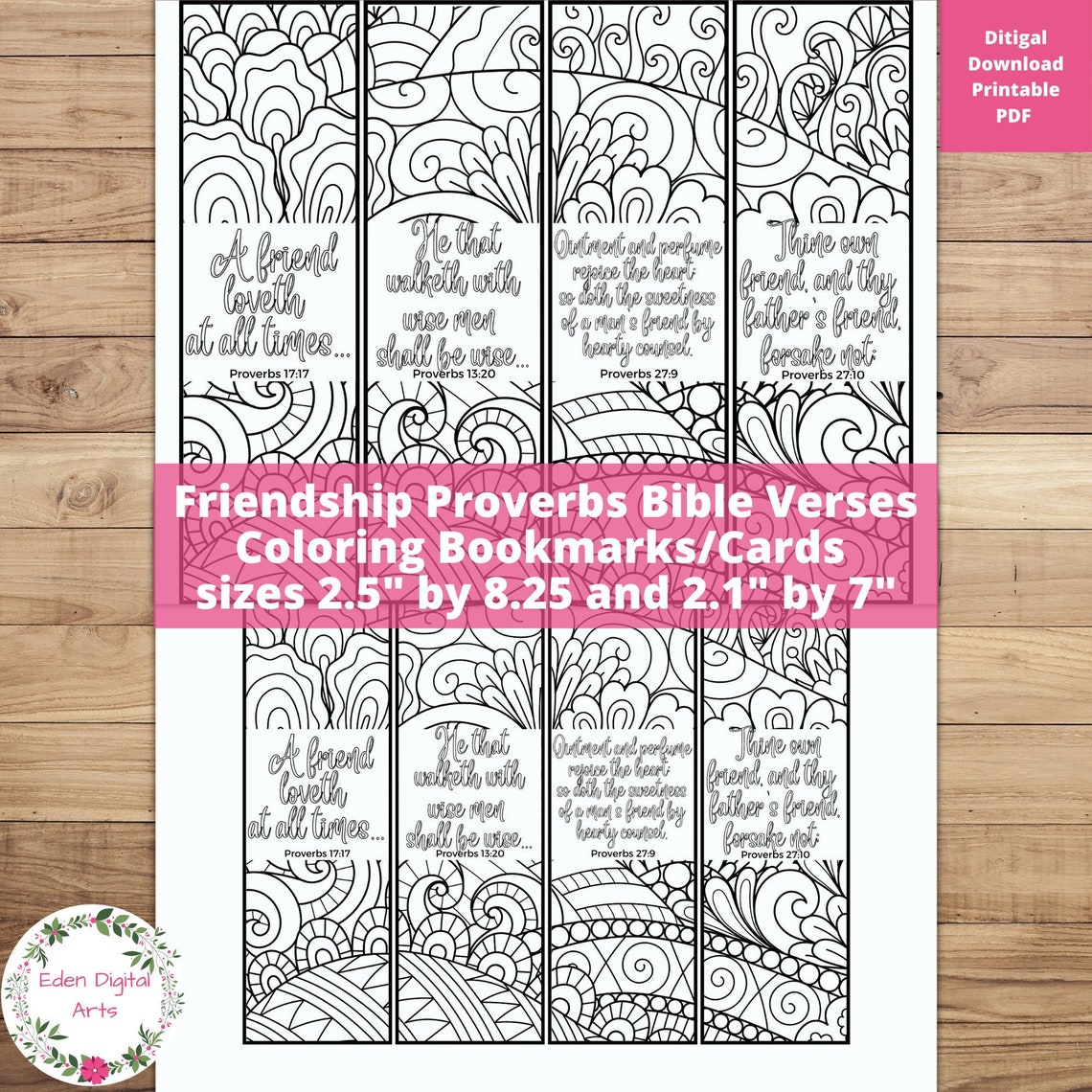 Friendship Proverbs Bible Coloring Bookmarks KJV Scripture - Etsy