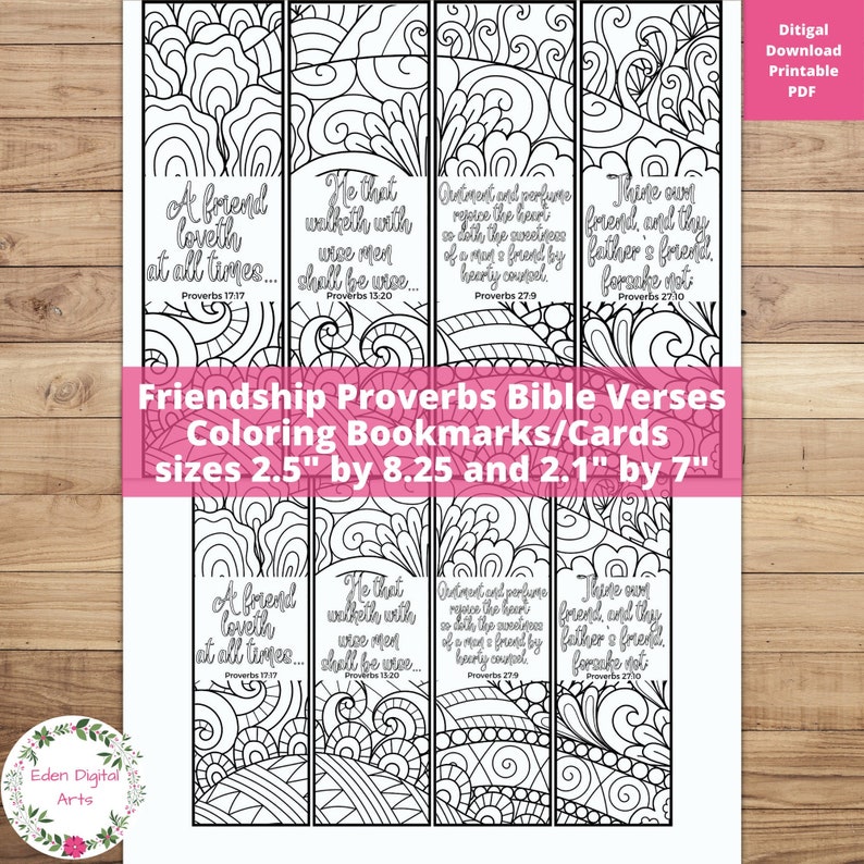 Friendship Proverbs Bible Coloring Bookmarks KJV Scripture | Etsy
