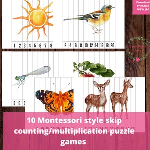 Nature Skip Counting Puzzle Games Printable Montessori, Charlotte Mason ...