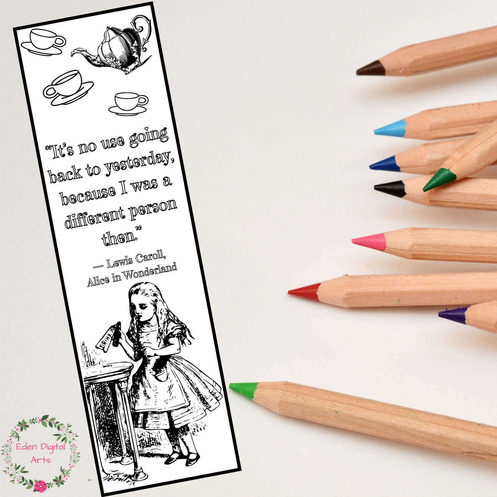 Alice's Adventures in Wonderland Coloring Bookmarks | Etsy