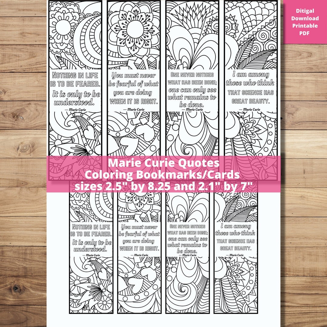 Marie Curie Quotes Coloring Bookmarks Women in Science Class - Etsy