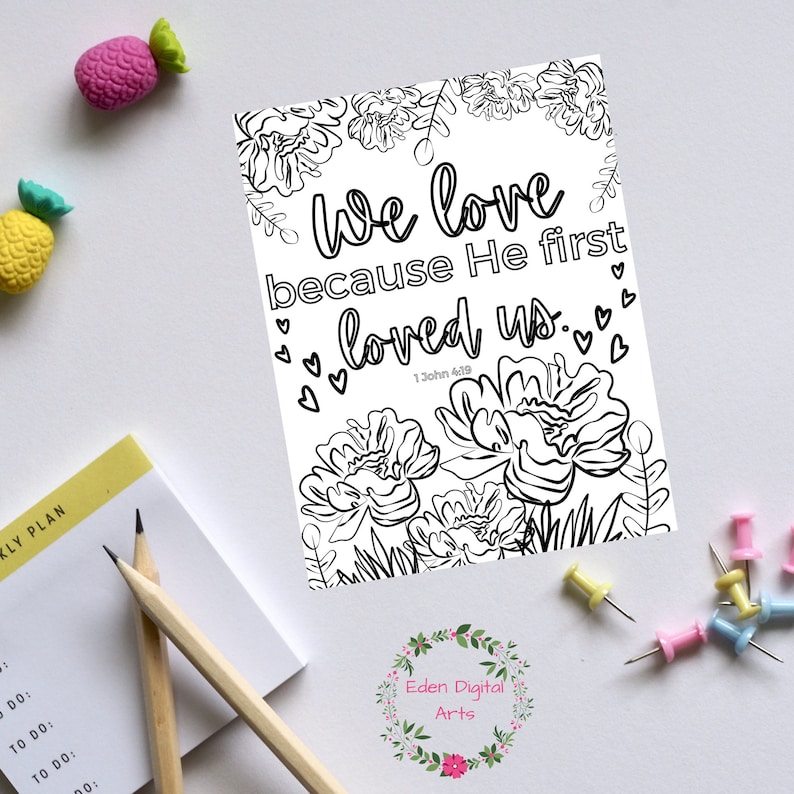 Love Bible Verses Printable Coloring Pages Color and Memorize - Etsy