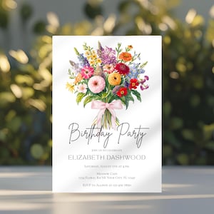 Garden Flowers Birthday Party Invitation Template Colorful Floral ...