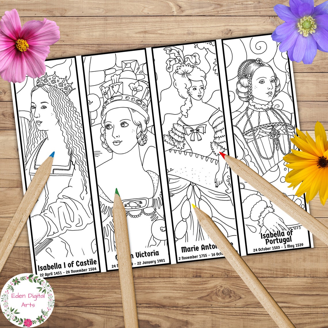 Famous Women Queens Coloring Bookmarks Rulers in History - Etsy