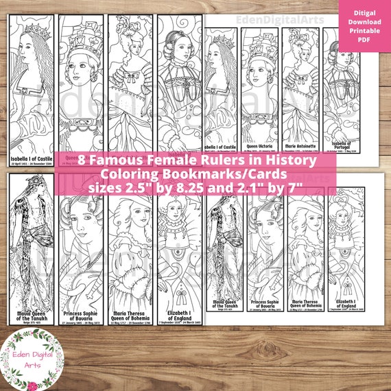 Famous Women Queens Coloring Bookmarks Rulers in History - Etsy
