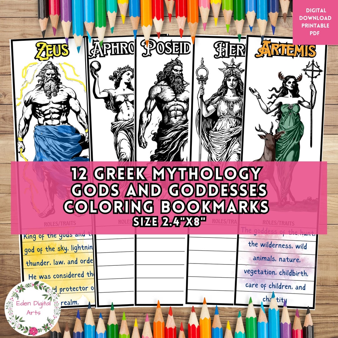 Greek Mythology Gods Coloring Activity Bookmarks, Classroom Homeschool ...