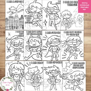 Superhero Growth Mindset Coloring Pages for Kids, Self Esteem Kindness ...