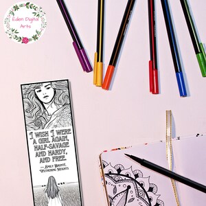Wuthering Heights Quotes Coloring Bookmarks, Emily Bronte Book Club ...