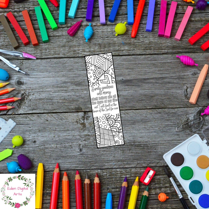Psalm 23 Coloring Bible Verse Bookmarks KJV Scripture - Etsy