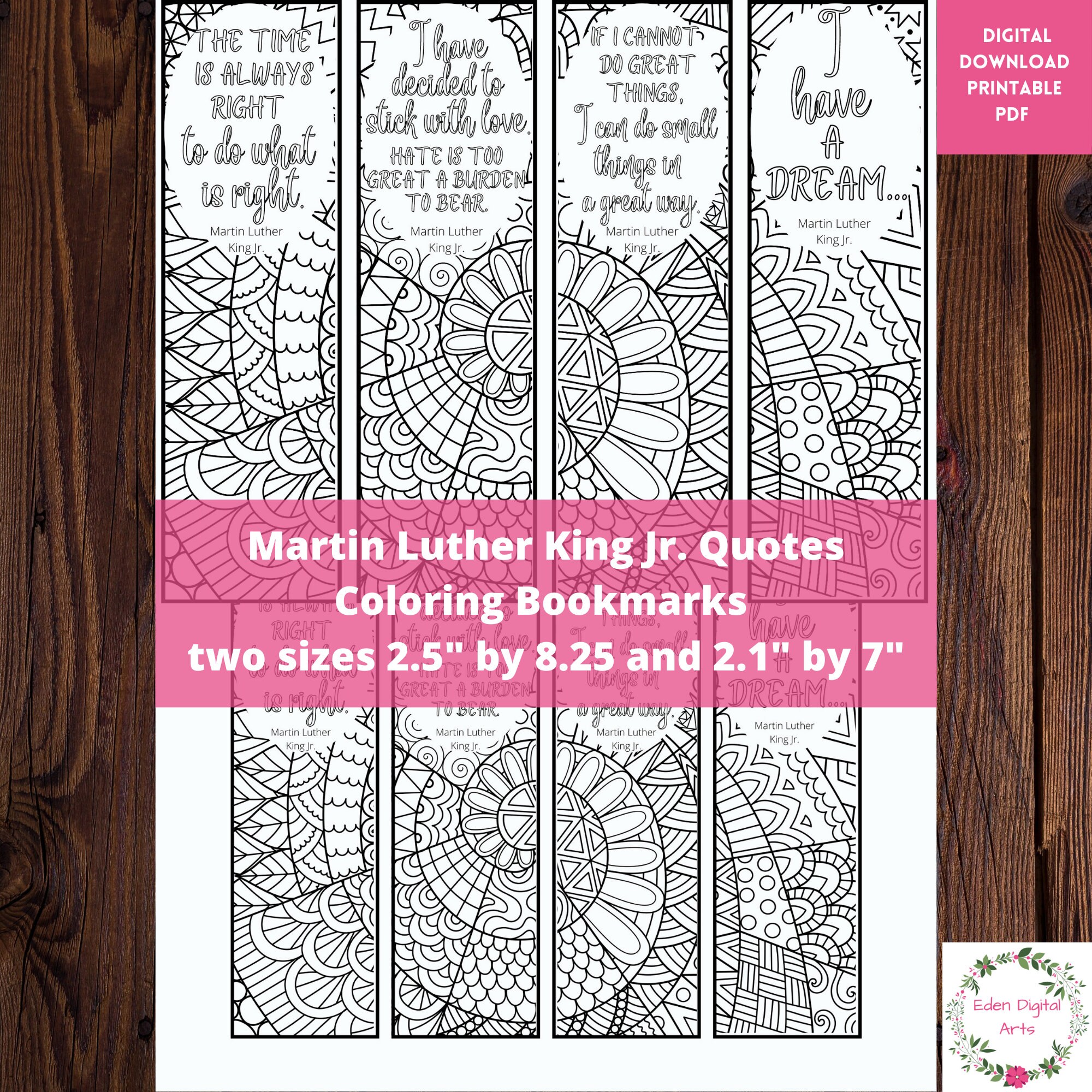 MLK Jr Life Quotes Coloring Bookmarks Inspirational Black - Etsy