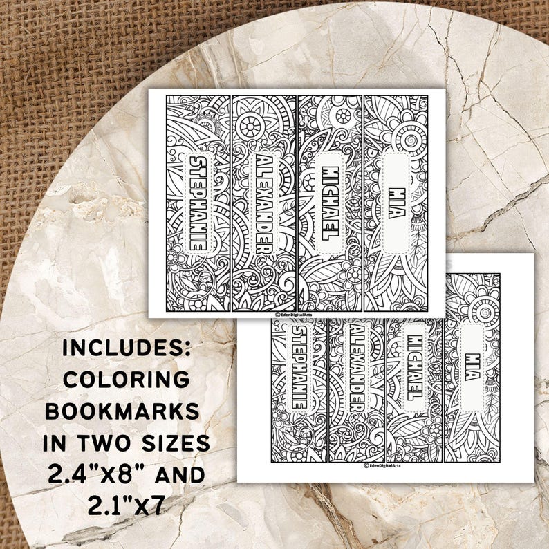 Editable Names Coloring Bookmarks Doodle Color Your Custom Personalized ...