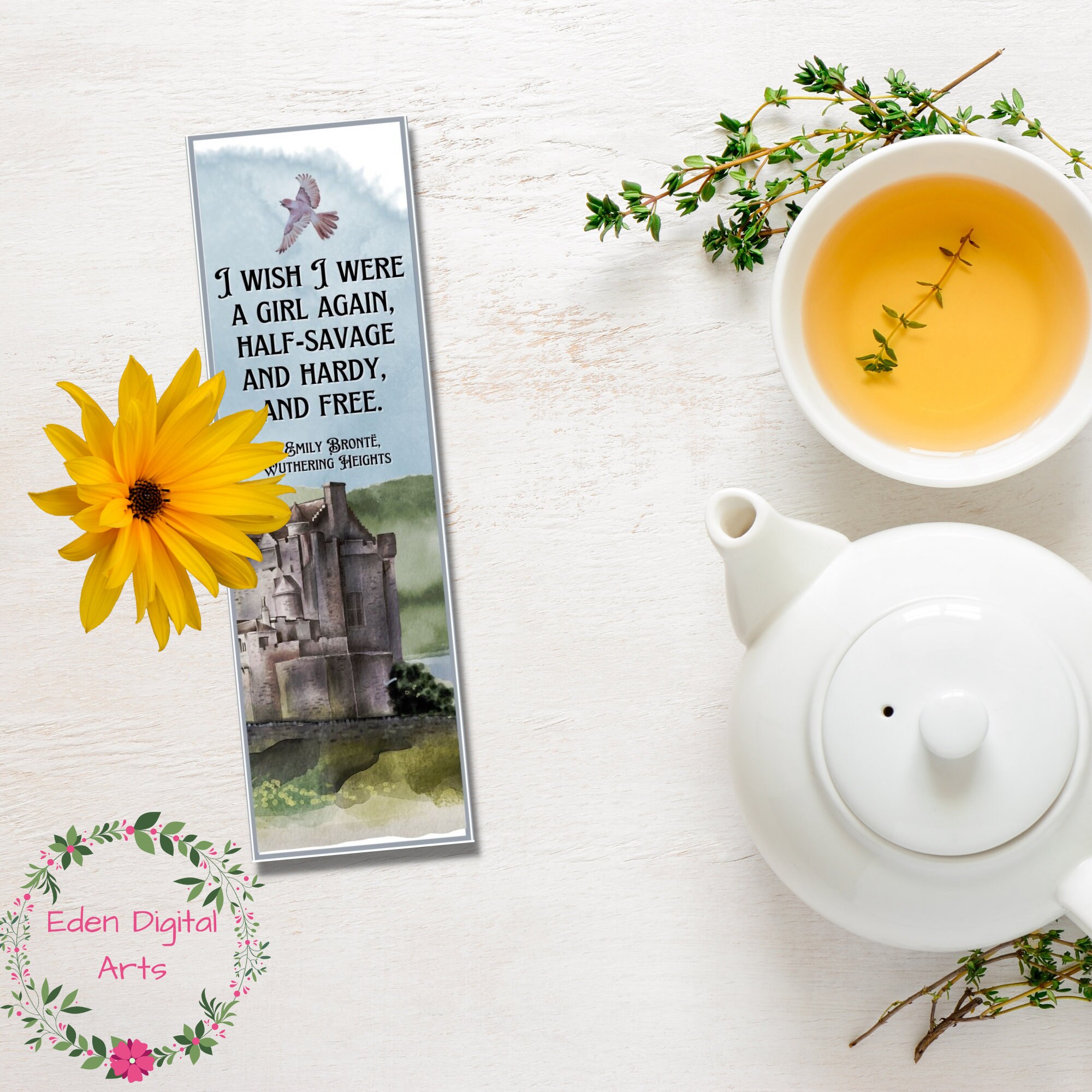 Wuthering Heights Quotes Bookmarks Watercolor Emily Bronte | Etsy